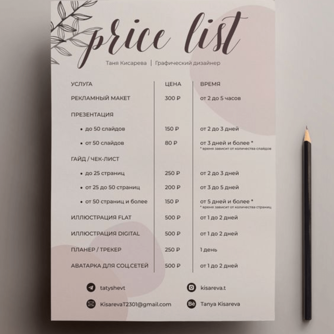 "Personalized Rate Cards – Custom Designs for Your Needs!"