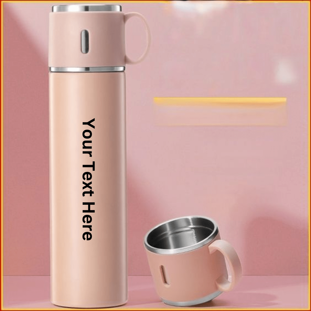 "Custom Vacuum Flask Bottles with Cups – Personalize Yours Today!"