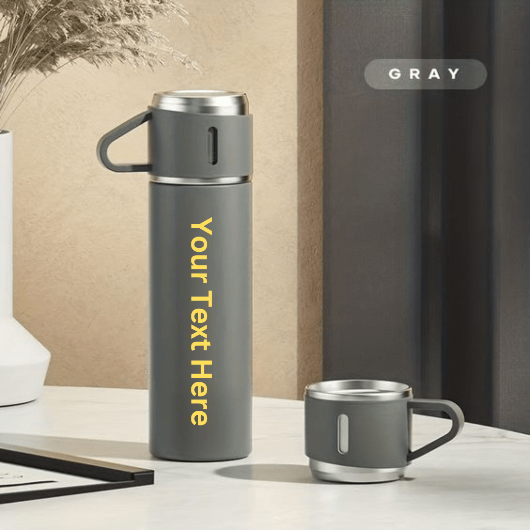 "Custom Vacuum Flask Bottles with Cup - Personalized Design"